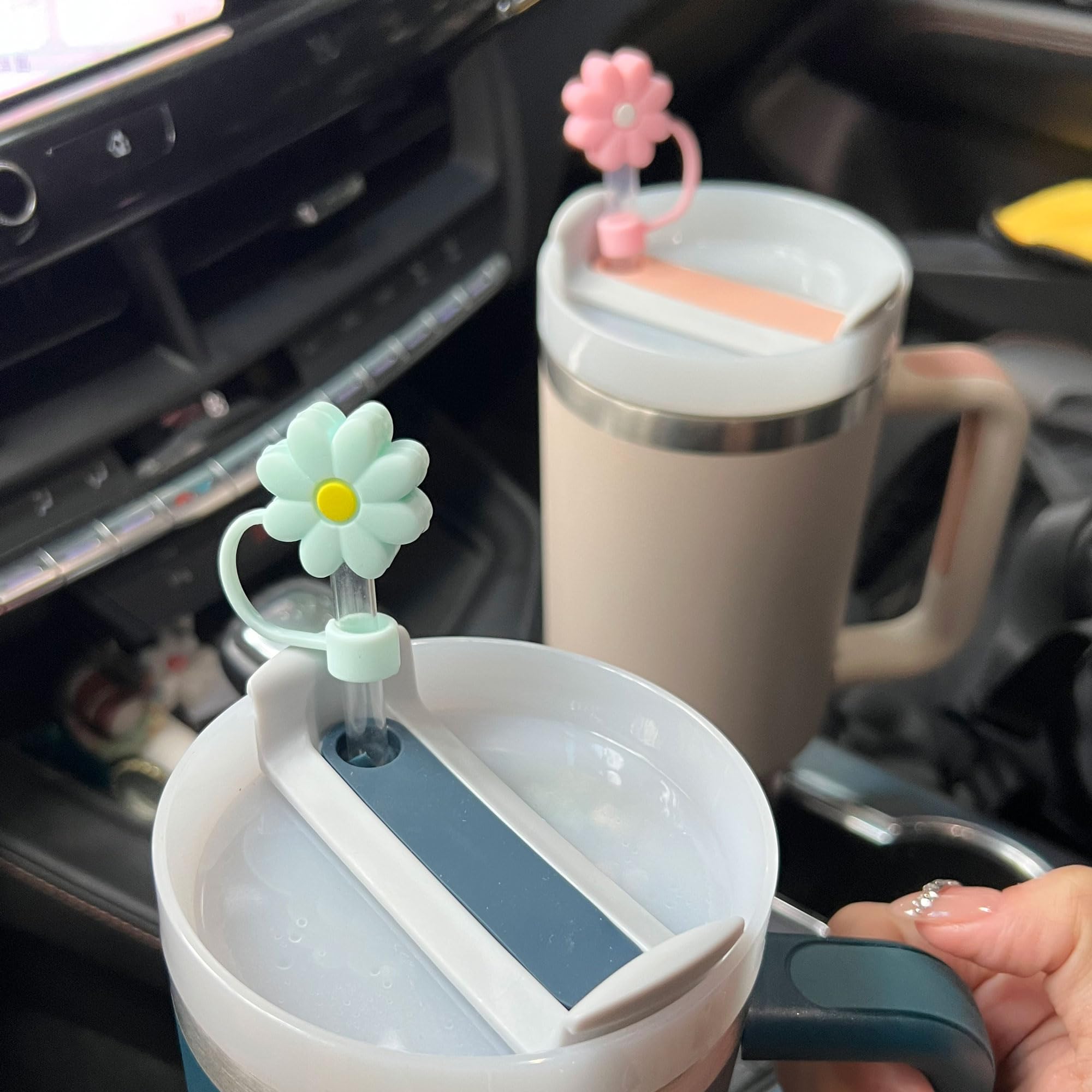 5PCS Straw Cover Caps, Flower Straw Covers for Stanley Cup Fit Stanley 20&30&40 Oz Tumbler, Stanley Straw Covers, Straw Toppers for Stanley Cup Accessories