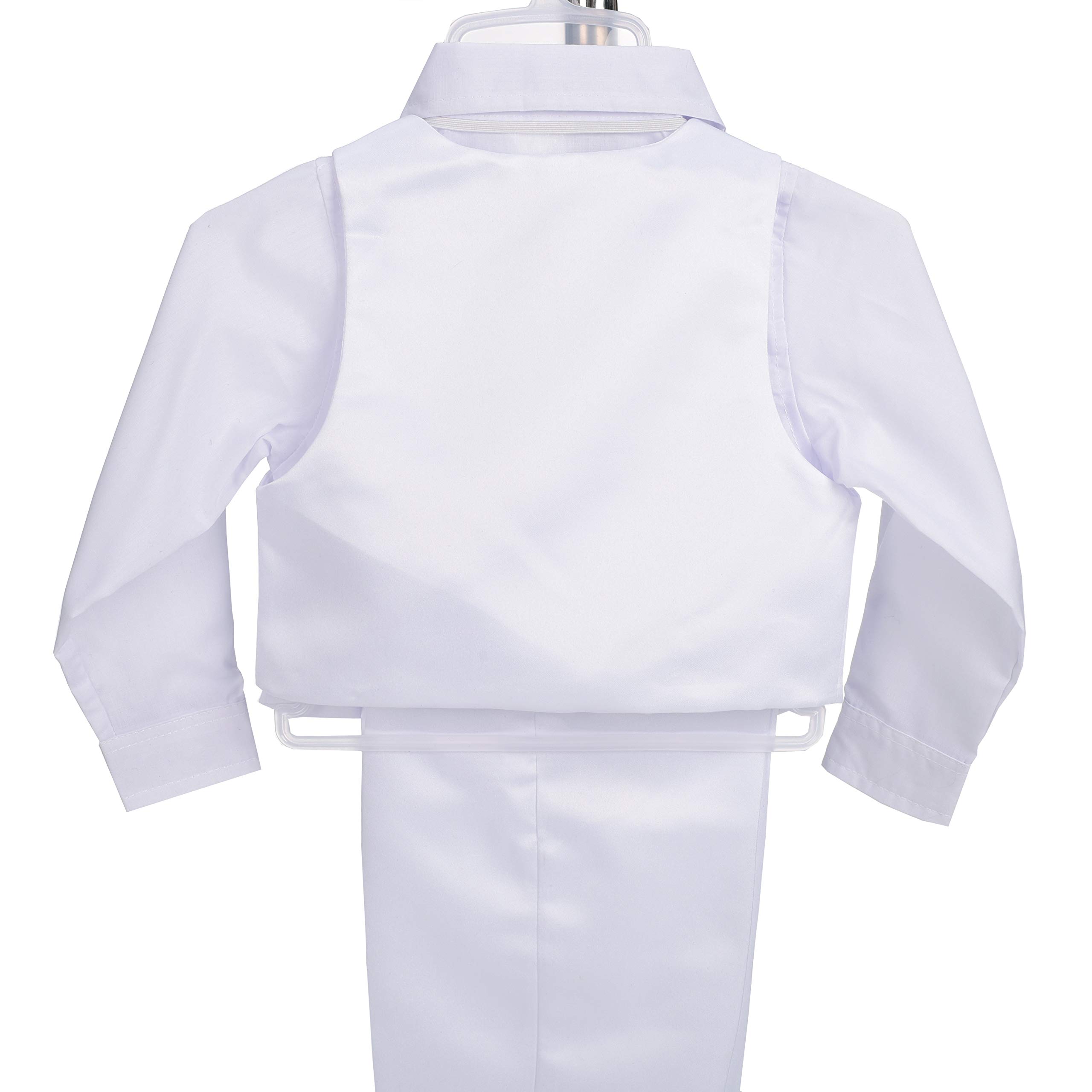Dressy Daisy Baby Boy Satin Baptism Clothes Christening Outfit with Bonnet 5 Pieces Set Formal White Suit Size 6-9 Months Style A