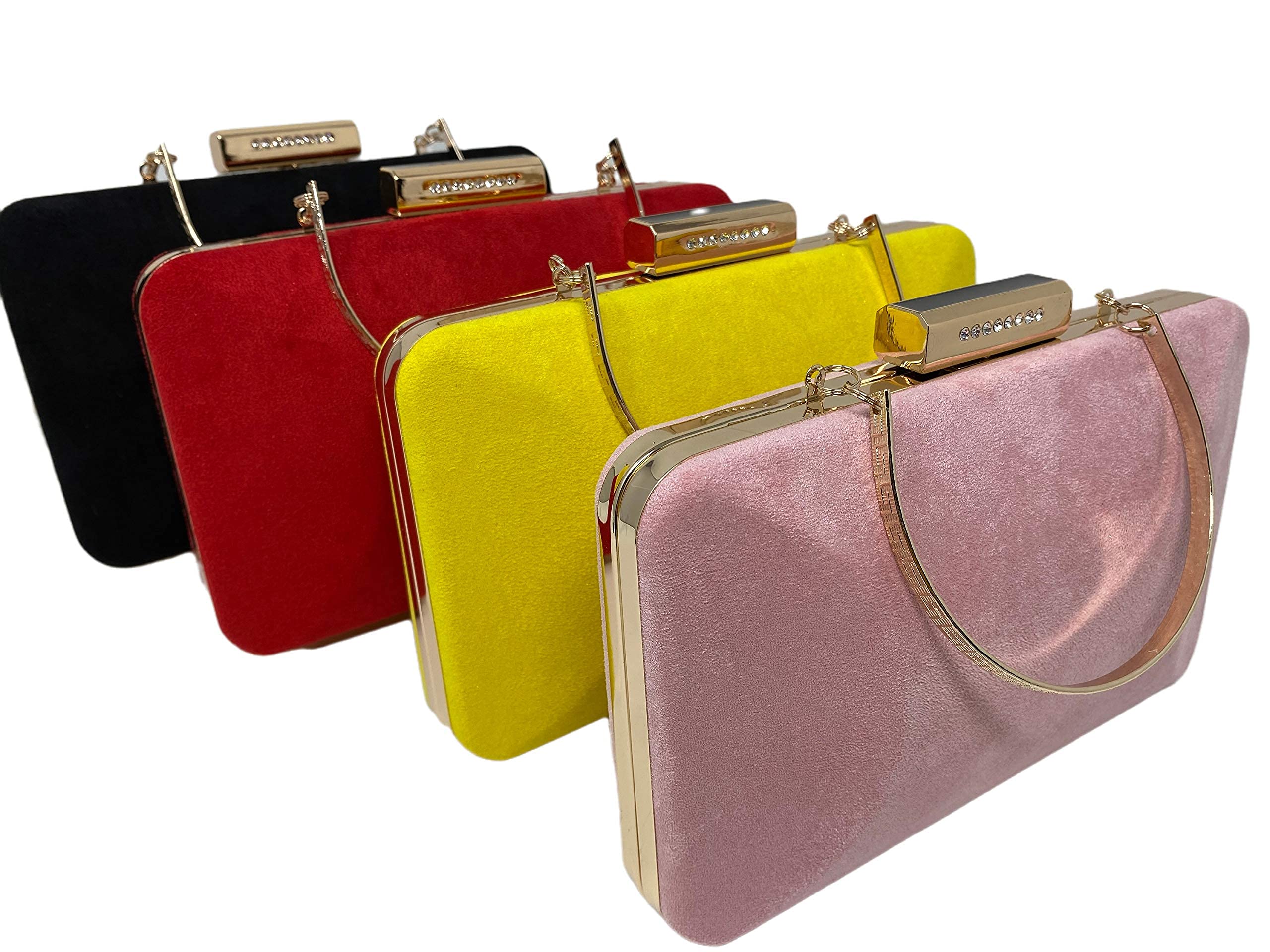 Cirilla Women Velvet Evening Bag Clutch Purse Crossbody Bag With Handle and Chain for Wedding Cocktail Party Banquet (Red)