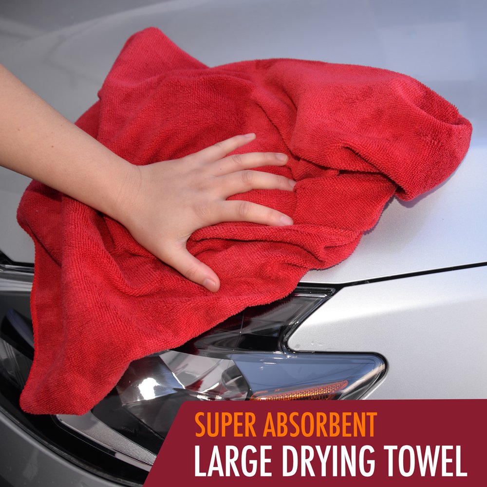 Motor Trend Complete Car Wash and Detail Kit - 9 Piece Car Detailing Set Includes Reusable Microfiber Towels, Mitt, Sponges & Pads
