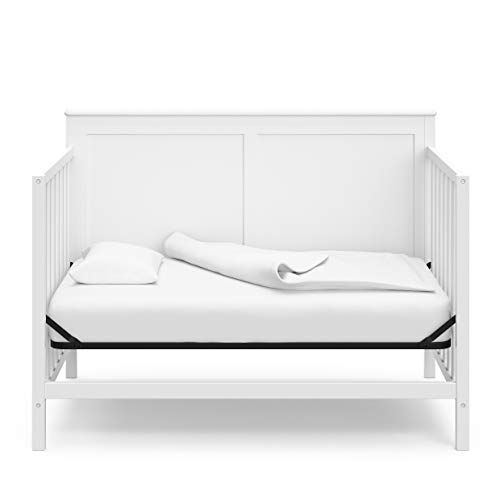 Storkcraft Alpine 5-in-1 Convertible Crib (White) β GREENGUARD Gold Certified, Converts to Toddler Bed and Full-Size Bed, Fits Standard Full-Size Crib Mattress, Adjustable Mattress Support Base