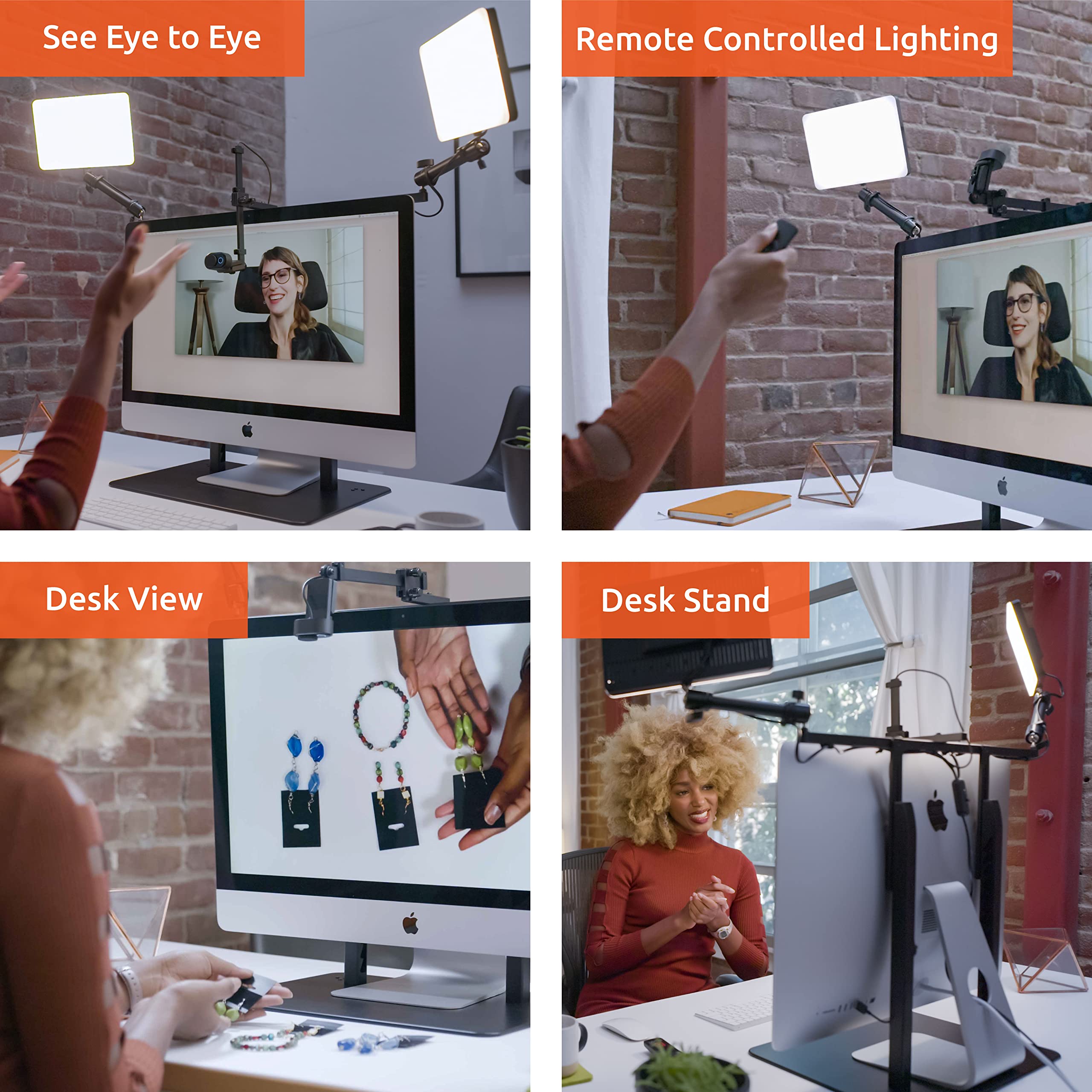 Altwork TruVue Webcam Lighting & Center Screen Webcam Mount with Desk Stand|LED Video Conferencing Lighting Adjustable Brightness, Color Temperature|for iMacs & Other Monitors Without VESA