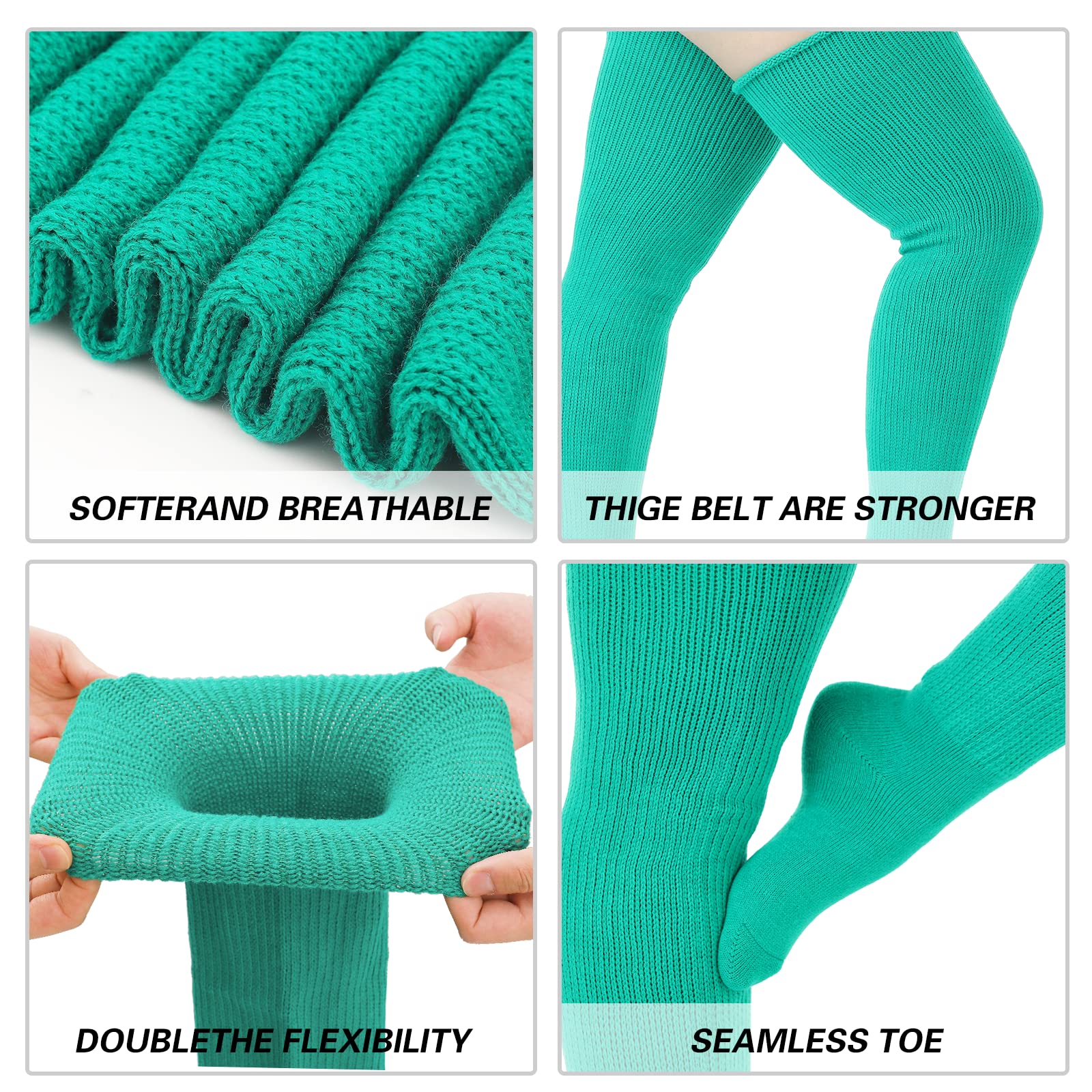 Aaronano Plus Size Thigh High Socks for Thick Thighs Women-Extra Long Wide Thick Knee Stockings-Leg Warmer Boot Socks Black