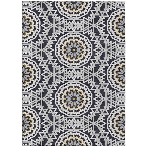 Addison Rugs Chantille ACN619 Black 9' x 12' Indoor Outdoor Area Rug, Easy Clean, Machine Washable, Non Shedding, Bedroom, Living Room, Dining Room, Kitchen, Patio Rug