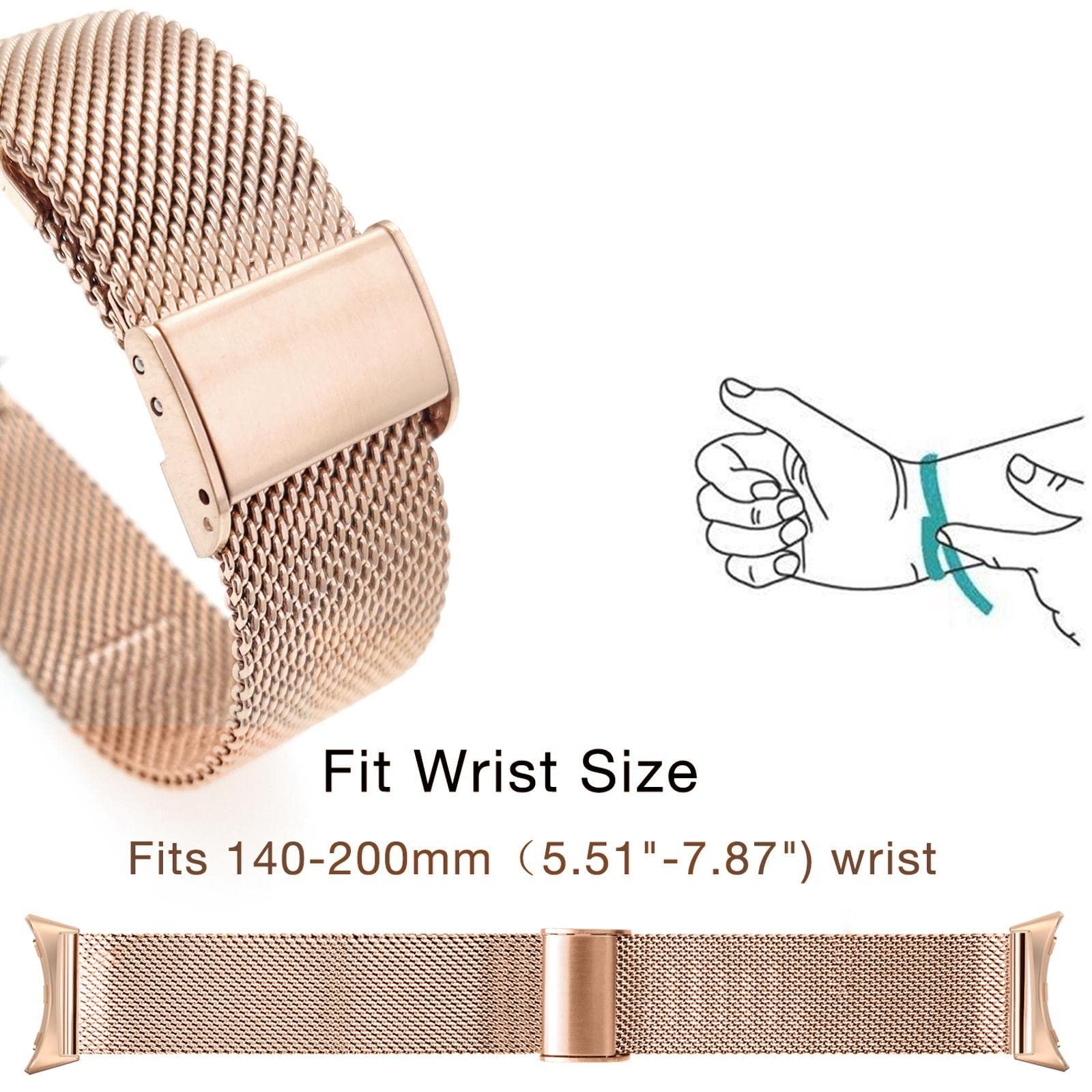 Abanen Metal Mesh Replacement Bands for Pixel Watch, Stainless Steel Wristband Strap with Not Need Tool Adjustable Clasp (Rose Gold)