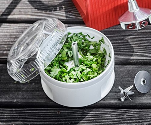 Bamix® Hand Blender Processor works with All Bamix except Gastro 350 chops Herbs Spices Nutmeg Chilli Mince chop garlic onions coconut chili peppers horse radish kitchen herbs meat fish boiled eggs