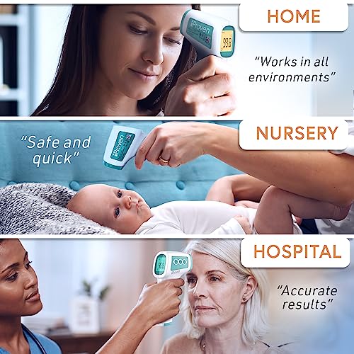Infrared Forehead Thermometer for Adults, Kids and Babies, Touchless iProven Thermometer, 1sec Instant Accurate Readings, Easy to Use, 3 in 1 Thermometer with Fever Alarm, Silent & Memory Mode