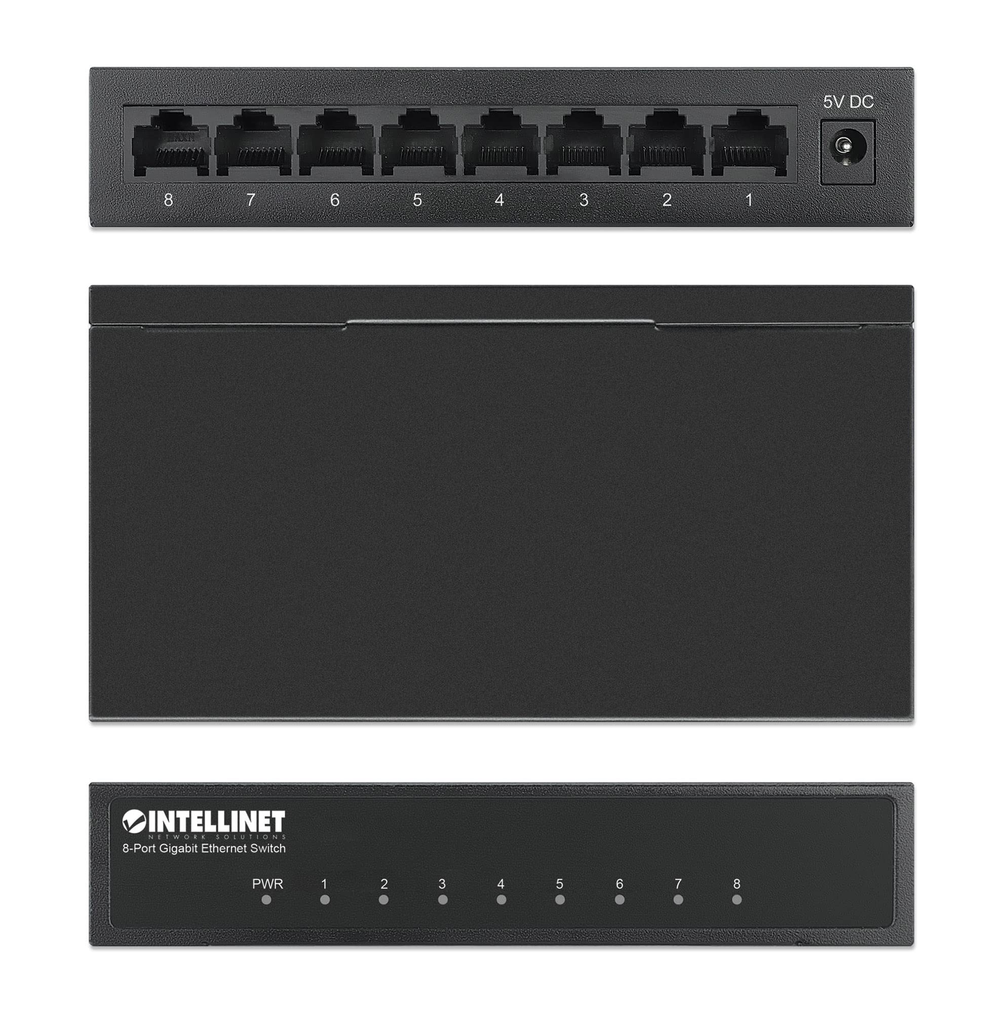 Intellinet 8-Port Gigabit Ethernet Network Switch - Ethernet Splitter - Unmanaged | Plug & Plug | Fanless Metal Housing - for Computer Networking Hub, Desktop – 3 Year Warranty – 530347