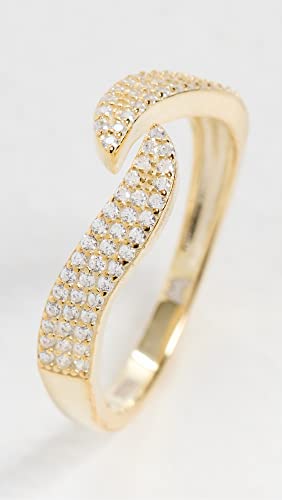ADINA EDEN Women's Pave Wave Open Ring, Gold, 7