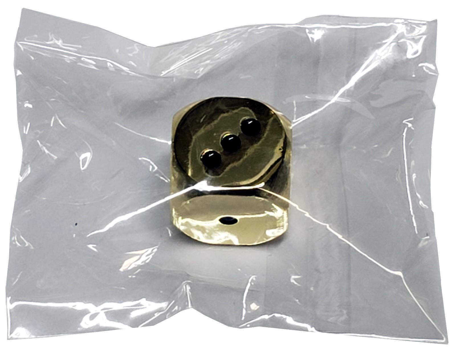 Cyber-Deals Set of (5) Solid Zinc Alloy Metal Polished Finish 16mm Dice, Rounded Corners with Black Velvet Cloth Pouch (Gold with Black Dots)
