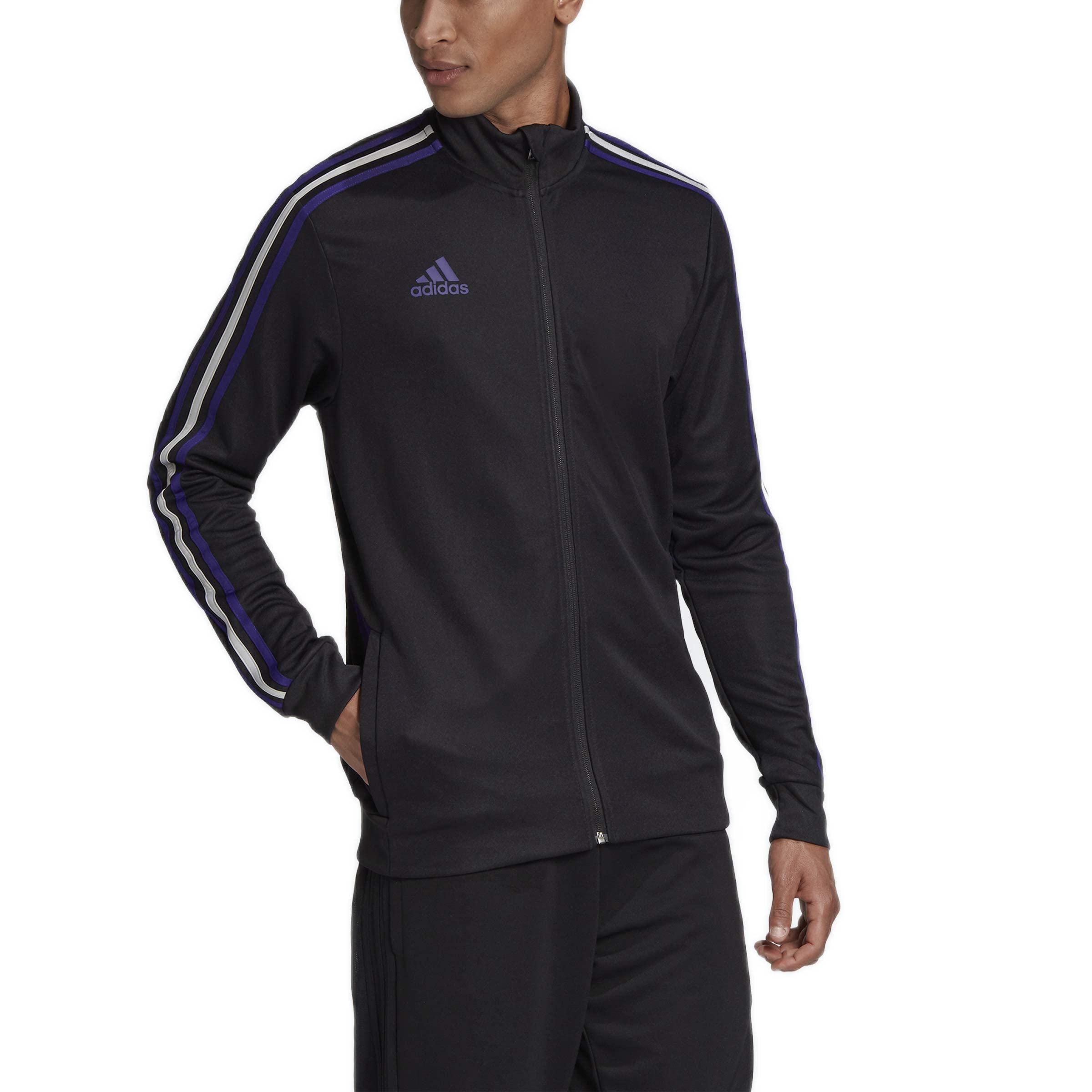 adidas Male Soccer Tiro Track Jacket , Black/Purple/Matte Silver , 2XL