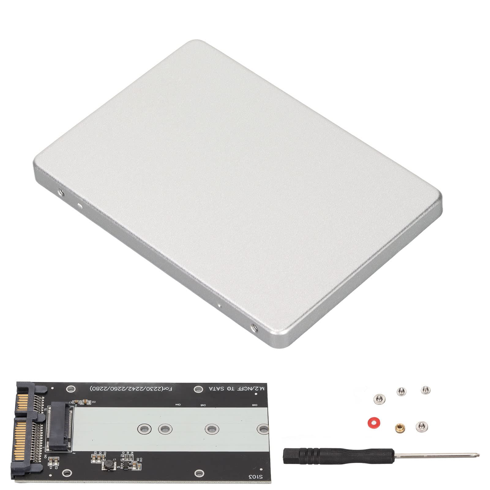 Aluminum Alloy NGFF M.2 to SATA3.0 6Gbps SSD Hard Drive Adapter for Computer Hard Drive (Silver)