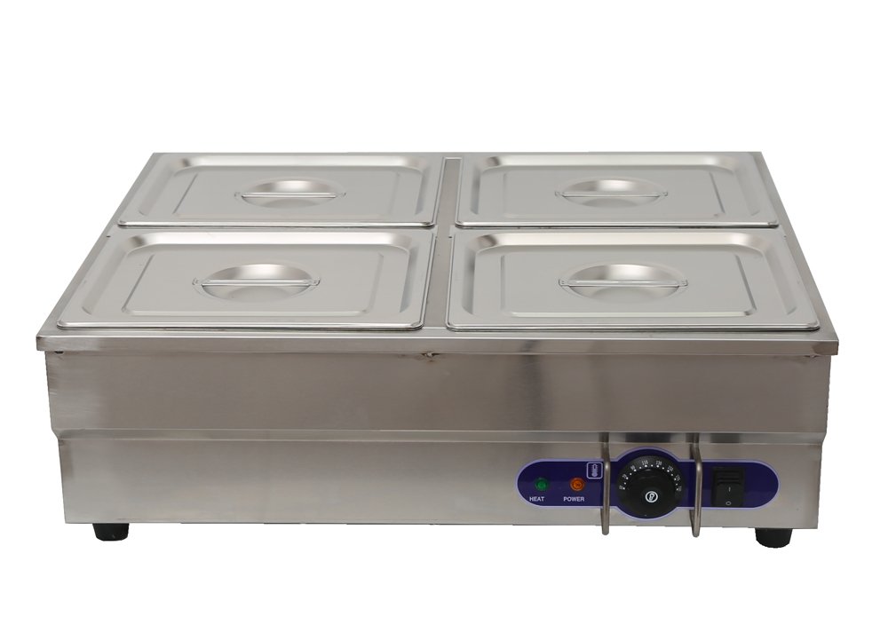 Techtongda 4-Pan Counter Top Warmer Bain-Marie Buffet Food Warmer 110V 1500W