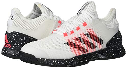 adidas Men's Adizero Ubersonic 2 Tennis Shoe, White/Black/Signal Pink, 8