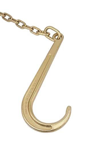 Mytee Products 5/16" x 6' Long Shank J Hook Tow Chain with RTJ Cluster & Grab Hook, 4700 lbs WLL - Heavy Duty Grade 70 Transport Tow Chain J Hook
