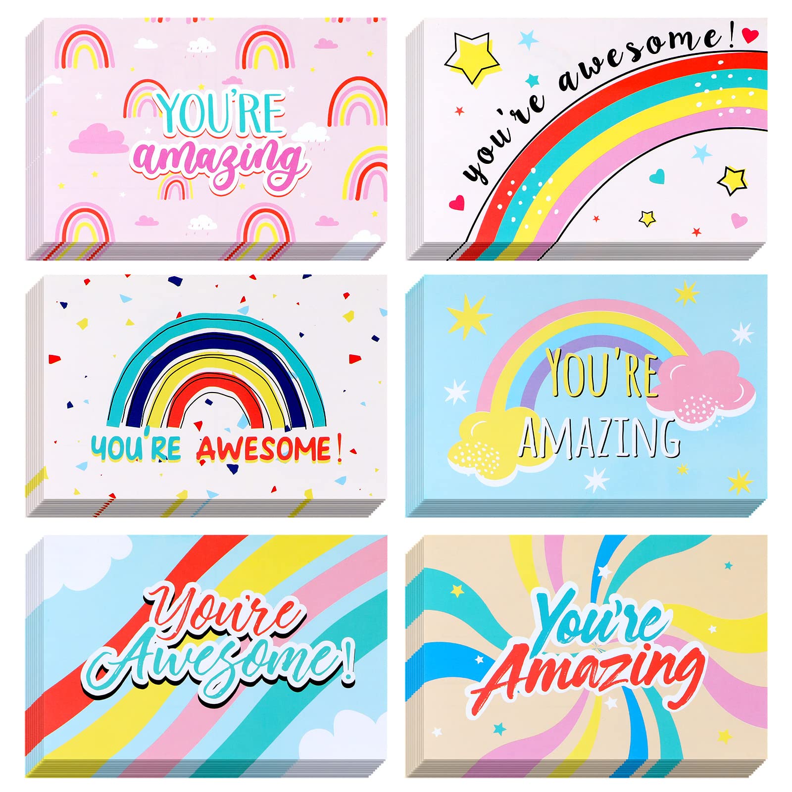 Teling 60 Pcs You are Awesome Cards Postcards 4 x 6 Inches You are Amazing Cards Thanks Employee Appreciation Postcards Certificates for Adults and Teacher Office Supplies