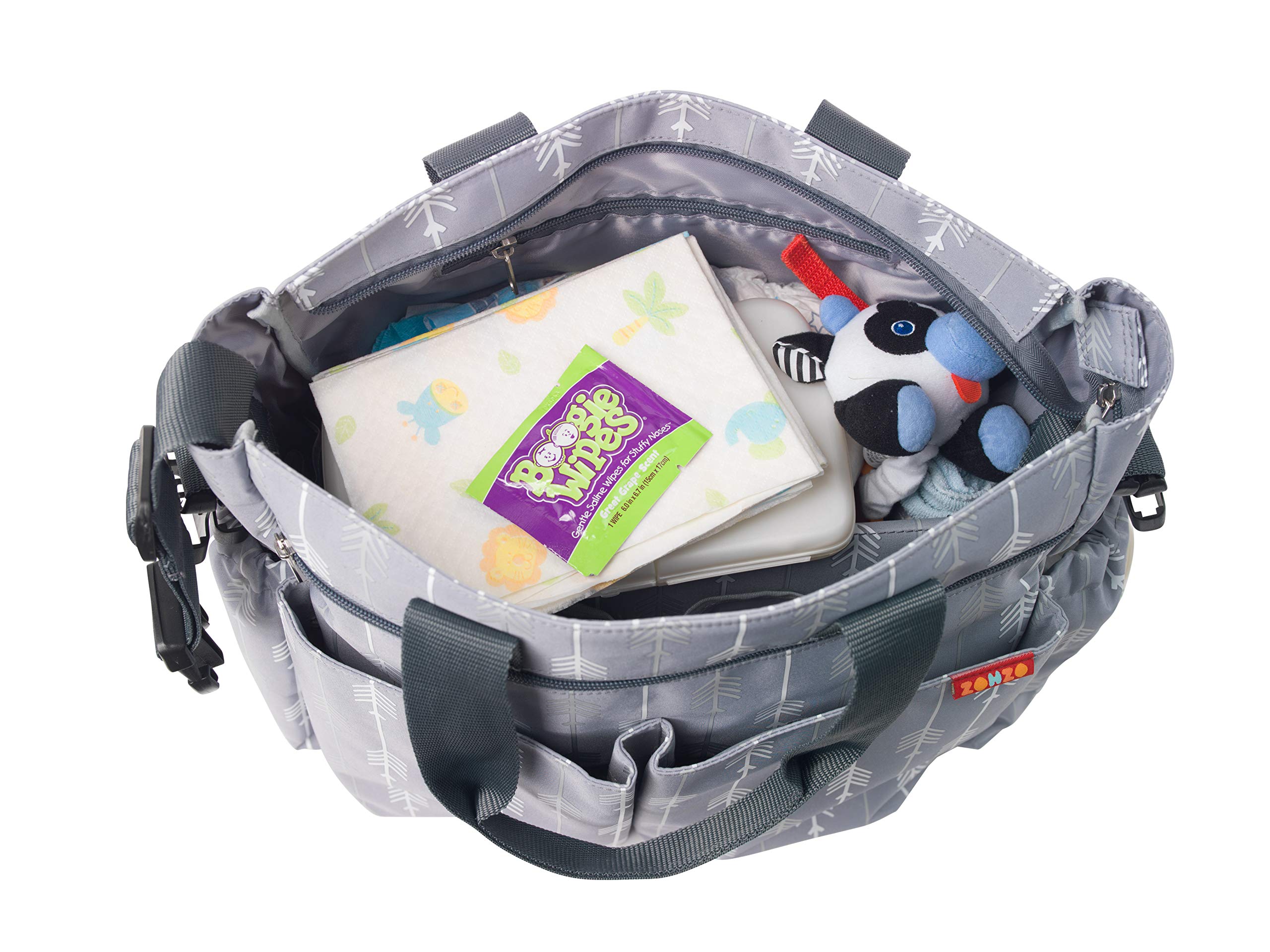 Zohzo Diaper Bag for Baby Diaper Tote Bag With Changing Pad, Insulated Pockets, Wipes Pocket, Waterproof Material, Stroller Straps, and Shoulder Strap