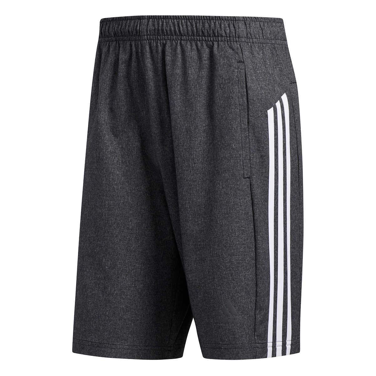 adidas Men’s Woven Active Short (Black/White Stripe, Large)