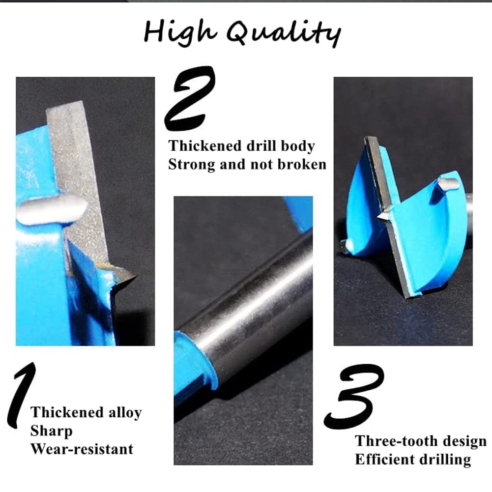 Auniwaig Forstner Drill Bits, 21mm Dia Wood Hole Saw, Auger Opener Cemented Carbide, 80mm Length Woodworking Hinge Hole Drilling Boring Bit Cutter, Round Shank, Blue, 1 Pcs