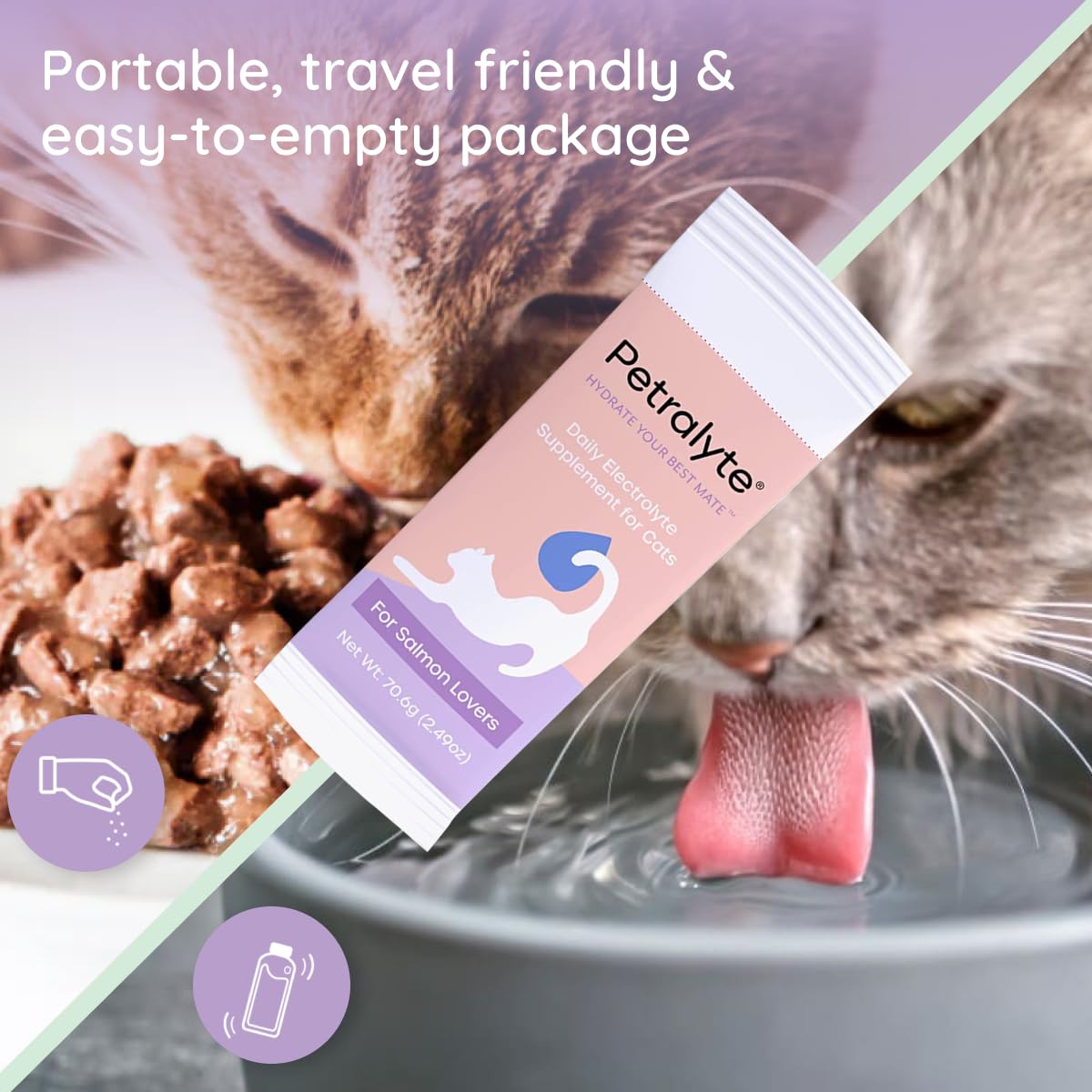 Petralyte Cat Hydration Electrolyte and Cat Joint Supplement | Glucosamine, Chondroitin & MSM for Immunity and Mobility with L-Glutamine, Taurine, Lysine & Prebiotics | Tuna & Salmon | 8 Packets