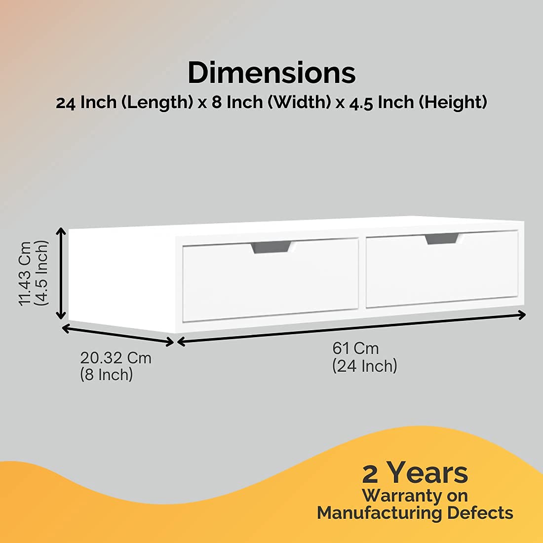 Dime Store Wall Mount Floating Wall Shelf with Drawer for Living Room Home Bedroom and Home Decorative Items Storage Shelf (White)