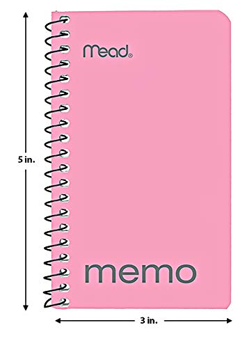 Mead Small Notebook, 12 Pack of Small Spiral Notebook, 3x5 " College Ruled Memo Book Wirebound 60 Sheets, Pastel Colors of Mini pocket memo pad in Bulk pack