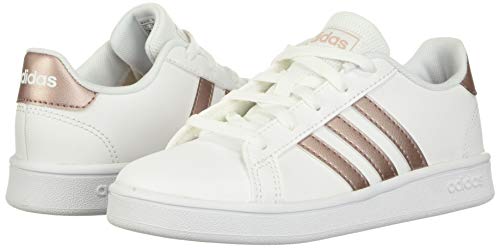 adidas Kids’ Grand Court K Sneaker, White/Copper Metallic/Glow Pink, 3 M US Little Kid