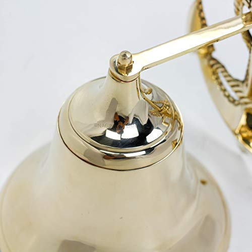 Nagina International 9" Premium Brass Polished Decorative Ornamental Anchor Bell | Pirate's Decorative Ship's Bell | Maritime Ocean Home Decor | Beach House Metal Bell