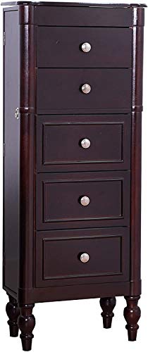 Hives and Honey Scarlett Jewelry Armoire - Elegant Storage Organizer for Your Precious Pieces | Solid Wood, Mirrored Lid | Anti-Tarnish Felt Lining | Espresso Finish