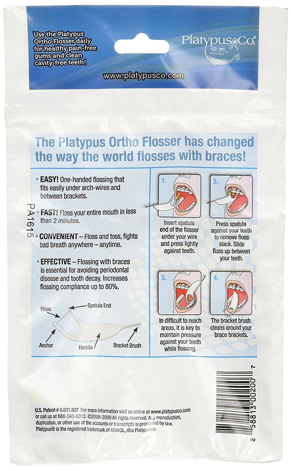 Platypus Ortho Flosser (2 Packs of 30), & Dentek Wax for Braces