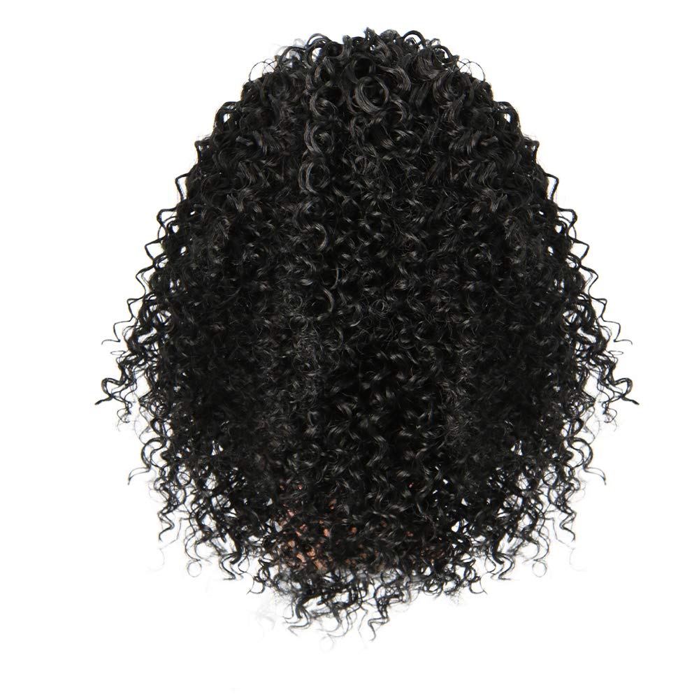 Vigorous Afro Drawstring Ponytail Kinky Curly Ponytail Drawstring Afro Puffs Curly Ponytail Extension for Women Synthetic 10 Inch Curly Ponytail (Black 1B#)