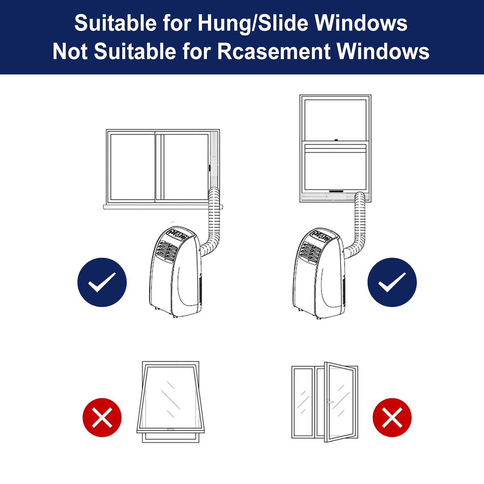 Tomato Man Portable Air Conditioner Window Kit,Portable AC Window Kit,with Coupler Adjustable Portable AC Window Vent Kit,Mobile Air Conditioner Suitable for Exhaust Hose (5.9INCHES)