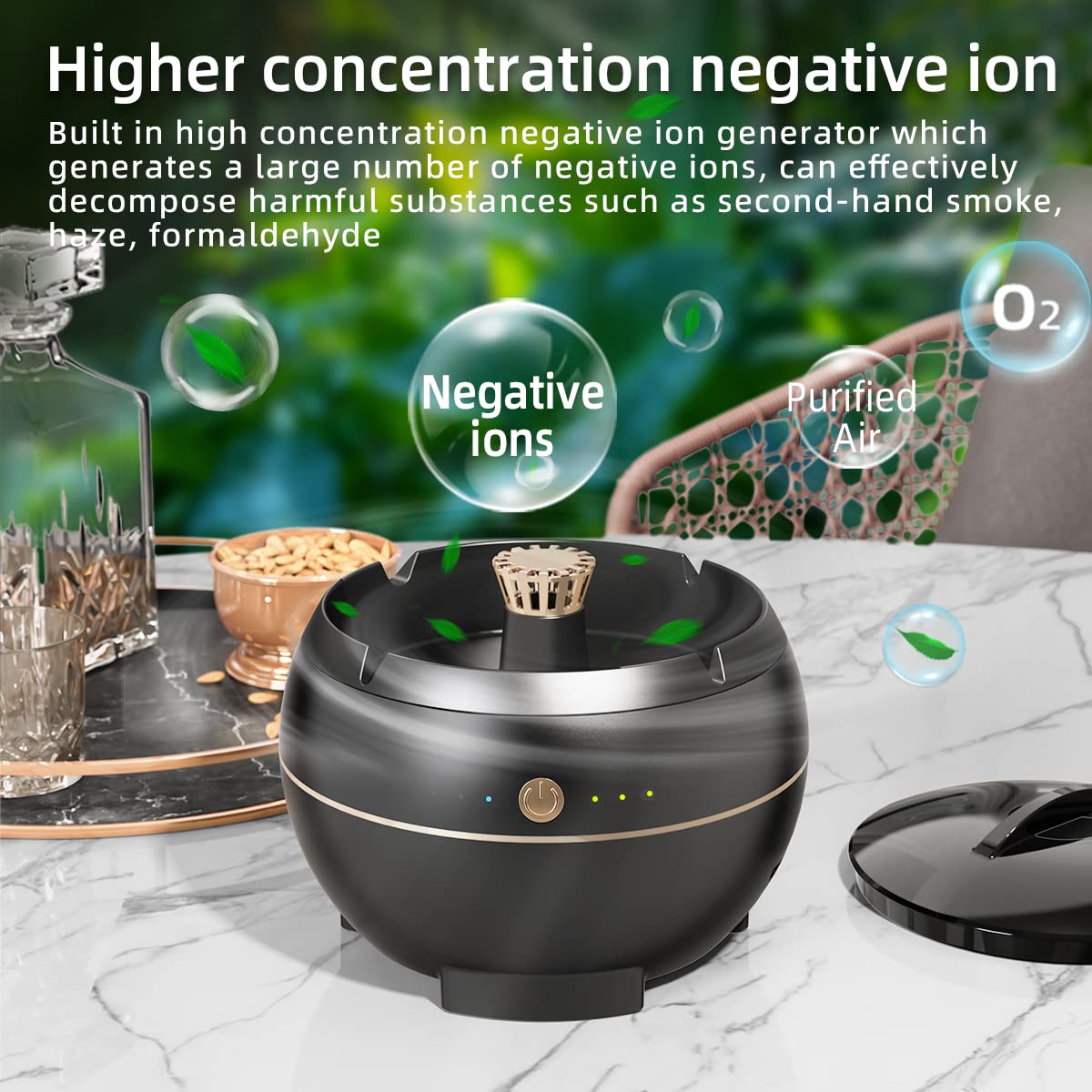 BAIRUTONG 2 in 1 smokeless ashtray,best gift for smokers,Rechargeable smokeless ashtray suitable for home, office, club etc(Plastic ashtray)