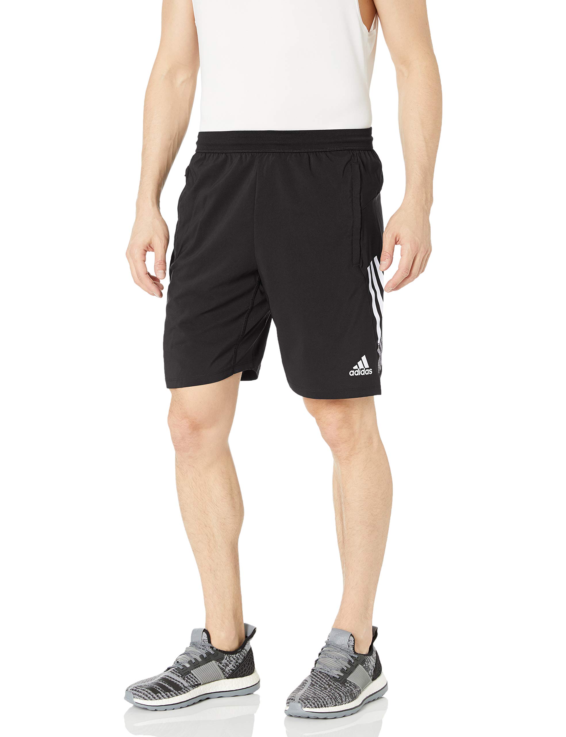 adidas Men's 4Krft 9" Sport 3-Stripes Shorts, Active Red/Black, Large