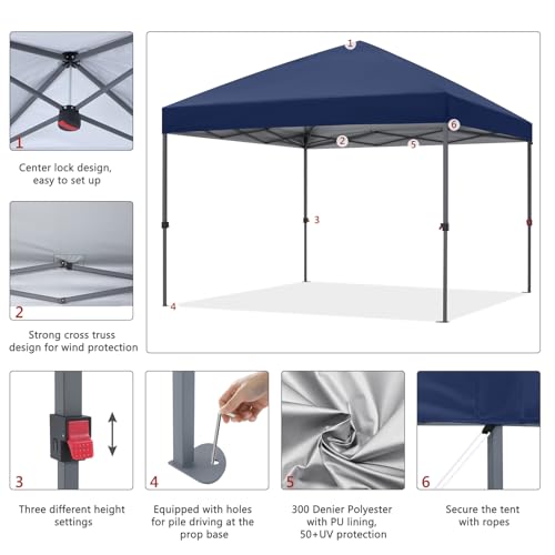 ABCCANOPY Durable Easy Pop up Canopy Tent 12x12, Navy Blue