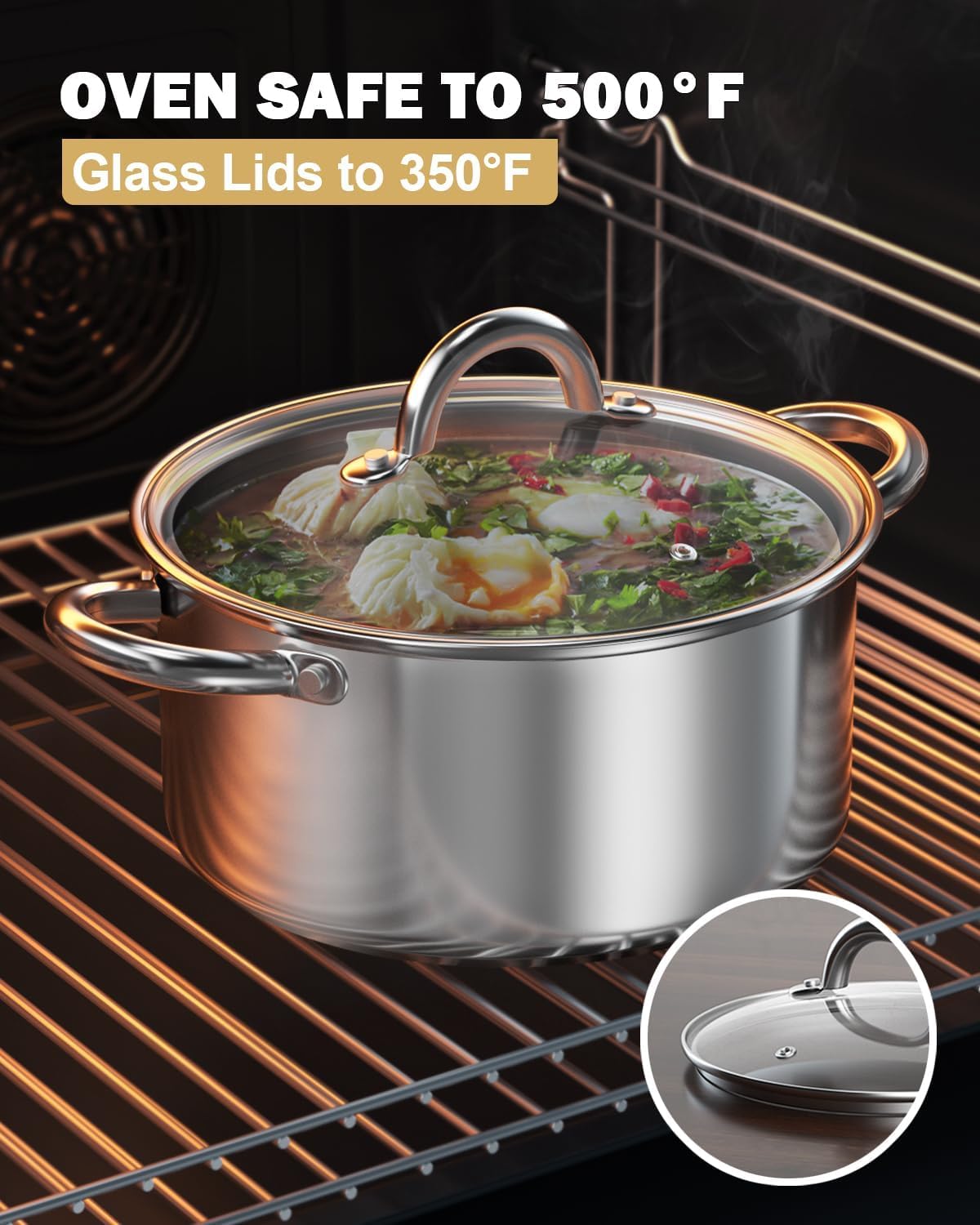 Cook N Home Stockpot with Lid, Basics Stainless Steel Soup Pot, 12-Quart