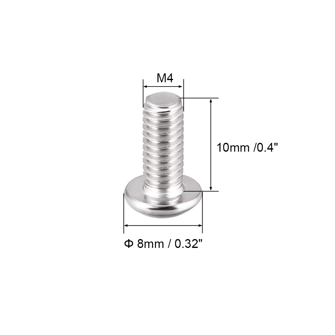 uxcell M4x10mm Machine Screws Hex Socket Round Head Screw 304 Stainless Steel Fasteners Bolts 20pcs