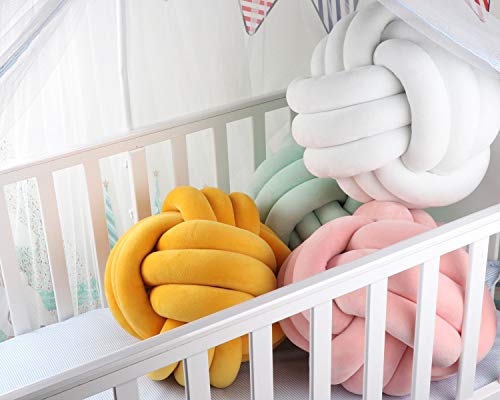 Knot Pillow Ball-Shaped Decorative Throw Pillows,Peal Pink 27cm Cute Couch Cushion Knotted Plush Pillow Suitable for Living Room Bed Decoration Handmade Braided Throw Pillows