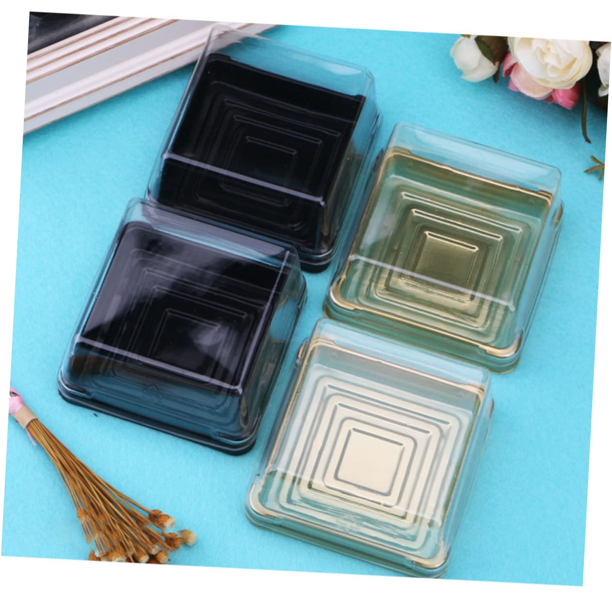 Abaodam 50 Pcs Boxes Cake Containers Disposable Containers Mini Cupcake Container Niang Tray Box