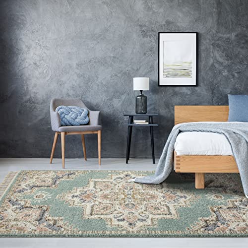 LUXE WEAVERS Southwestern Medallion Fringe Blue 8x10 Area Rug