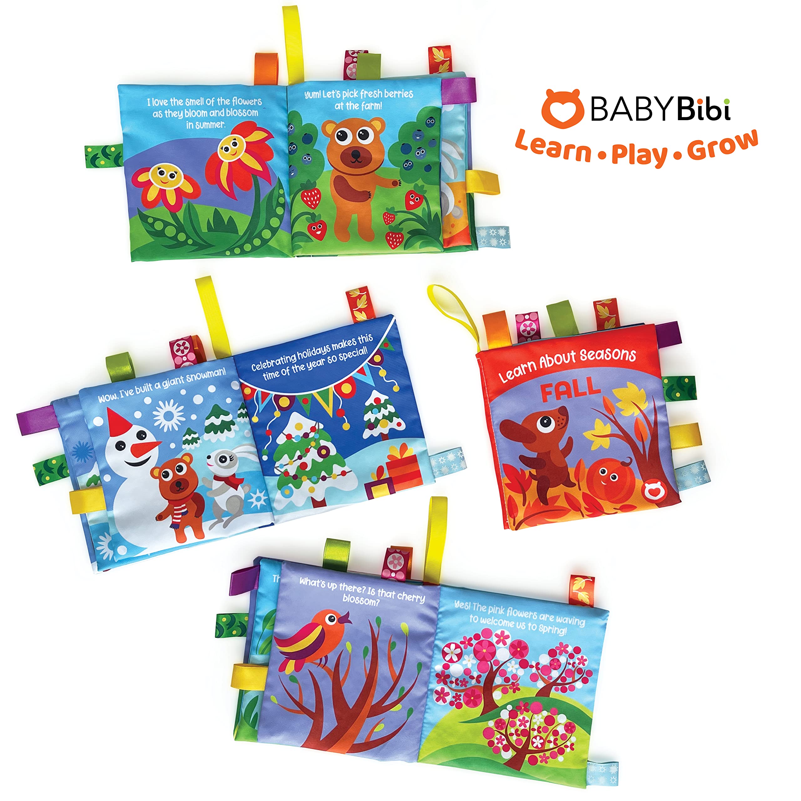 Cloth Books for Babies - Learn About Seasons, Playful Illustrations, Crinkle Pages & Cute Characters - for Babies 24 Months Old(Set of 4)