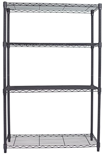 Internet's Best 4-Tier Wire Shelving - Flat Black - Heavy Duty Shelf - Wide Adjustable Rack Unit - Kitchen Storage