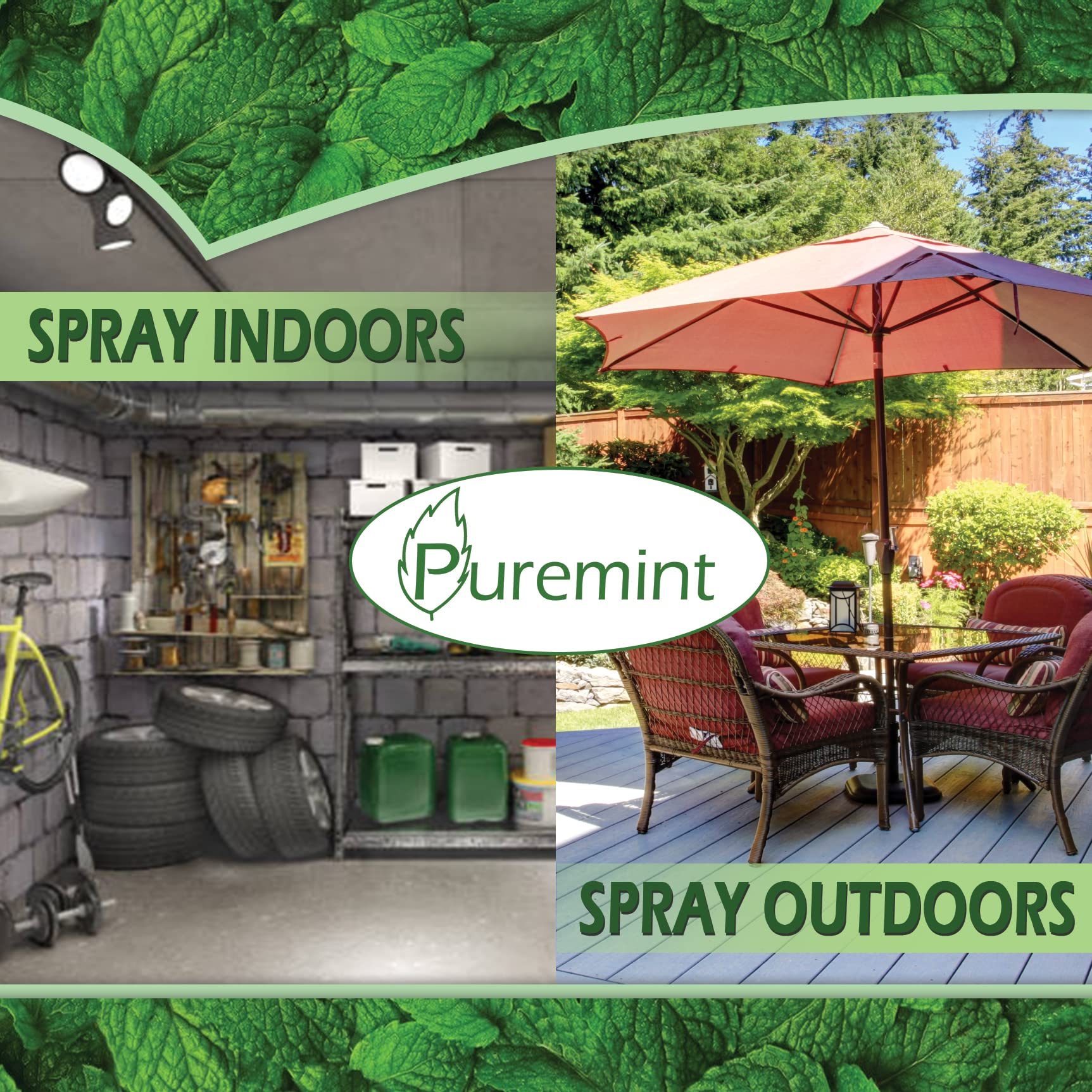 Puremint Mice Repellent, Natural 5% Peppermint Oil Spray for Mice, Mouse, Rats & Rodents, Pest Control Spray for Home, Garden, Indoor & Outdoor Use, 128 fl oz