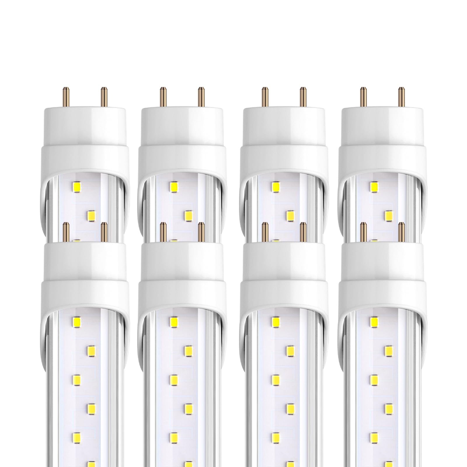 Barrina 8 Packs T8 LED Bulbs 4 Foot G13 24W 6000K Cool Daylight, T8 T10 T12 4FT Fluorescent Light Bulbs, Dual-End Powered, Replacement for Fluorescent Tubes, Remove Ballast, Clear Cover, ETL Listed