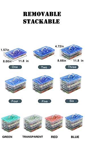 TIAN CHEN Refrigerator Organizer Bin, Plastic Food Storage Containers with Lid, 3-Layer, BPA free, Stackable Food Organizer Keeper for Snack, Vegetables, Meat, Fish, Bacon(green)