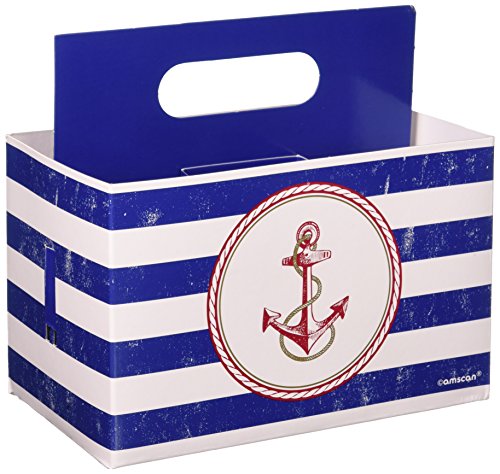 Amscan Nautical Party Utensil Caddy, 7" x 7.5" x 4.5"