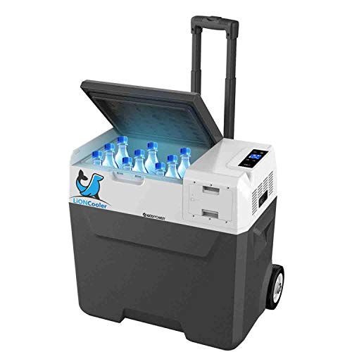 ACOPOWER&LiONCooler 12V Portable Car Refrigerator-52 Quarts/50L,Battery/Solar Panal powered Fridge Freezer with App Control,-4°F-68°F Electric Compressor Cooler for Camping RV Truck and Boat