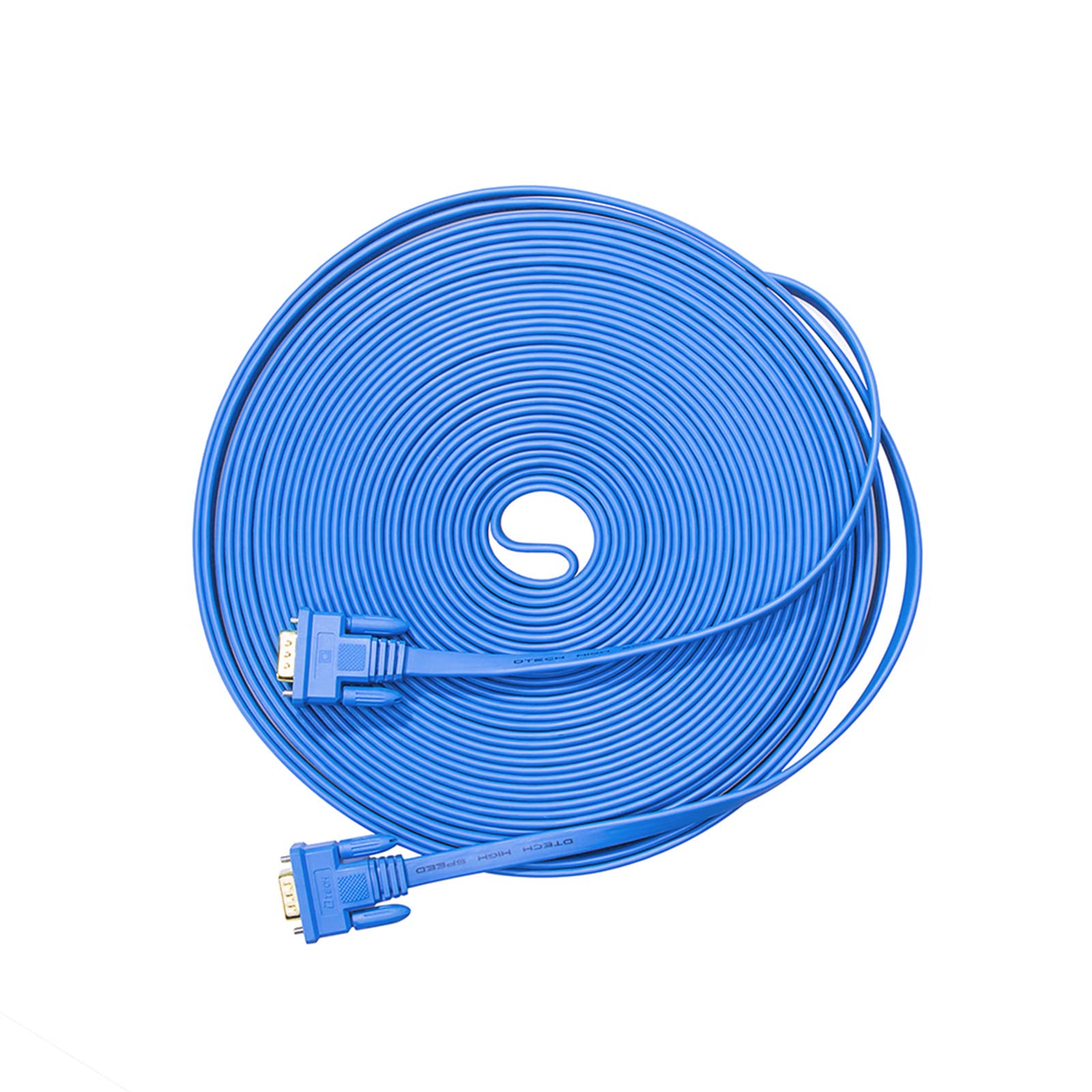DTech Flat Thin Extra Long VGA Cable 25 ft Male to Male 15 Pin Connector Computer Monitor Cord 1080p HD High Resolution(8 Meter, Blue)