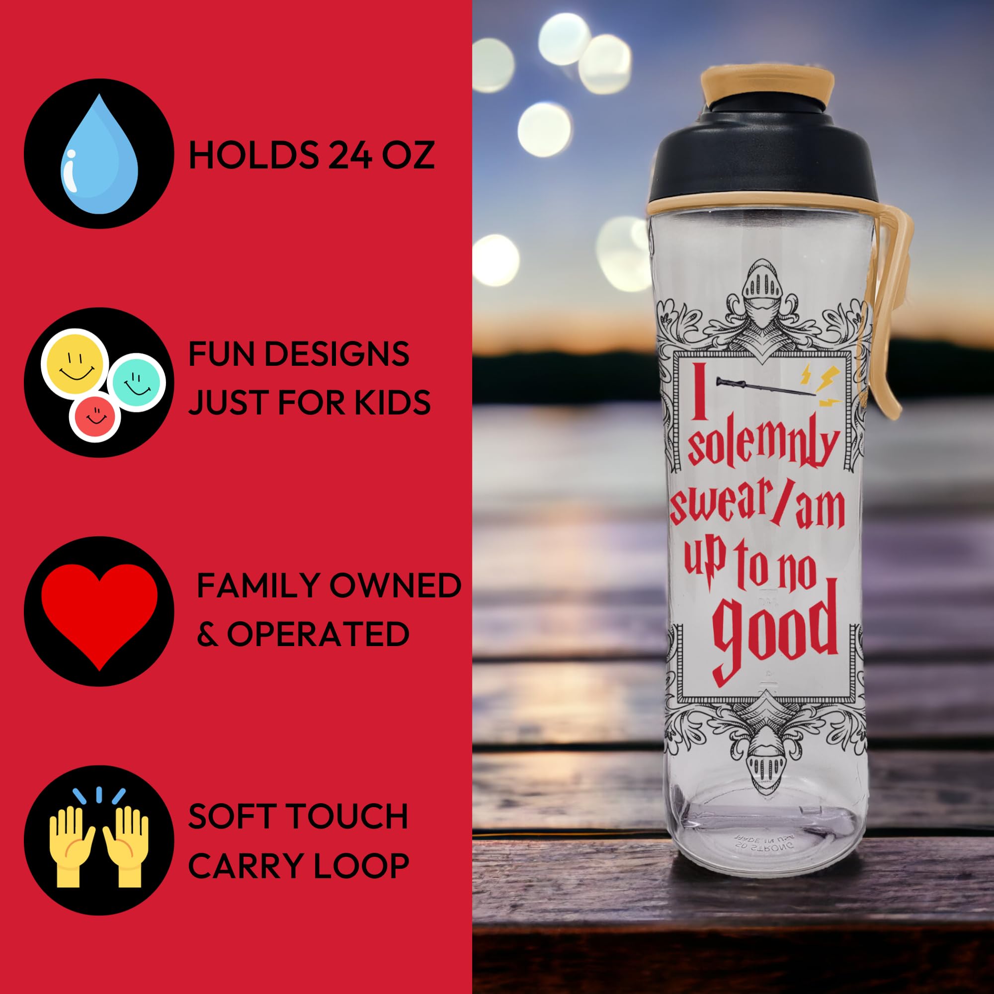 50 Strong BPA-Free Kids Water Bottles with Hourly Time Markers, Chug Cap & Carry Loop | 24 oz Tritan Resuable Bottle for School | Fits in Most Backpack Pockets | Made in USA