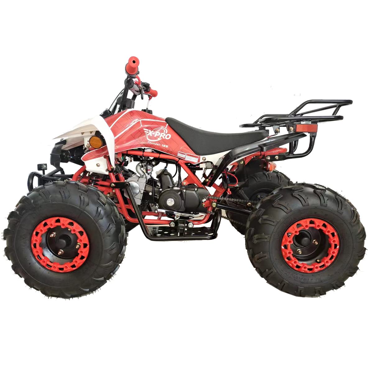 X-PRO Thunder 125cc 125cc ATV Quad Youth 4 wheeler ATVs Quads Big 19"/18" Tires,Red